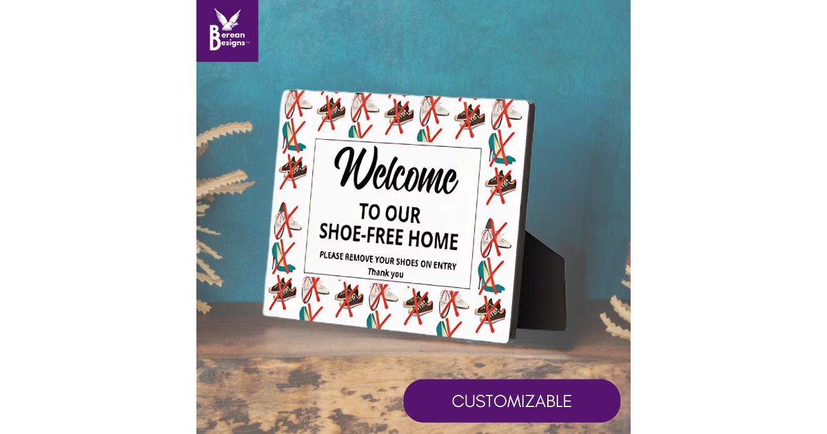 SHOE-FREE HOME Welcome Plaque | Zazzle