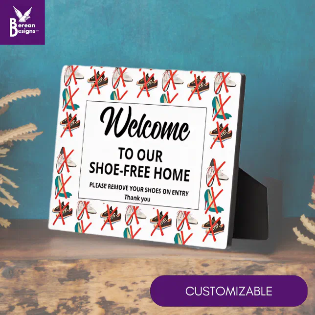 SHOE-FREE HOME Welcome Plaque | Zazzle