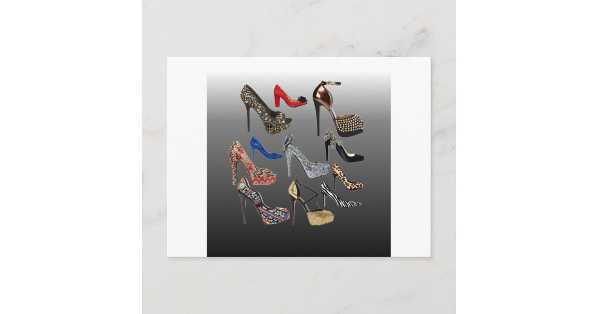 Shoe High Heels Collage Customize Postcard | Zazzle