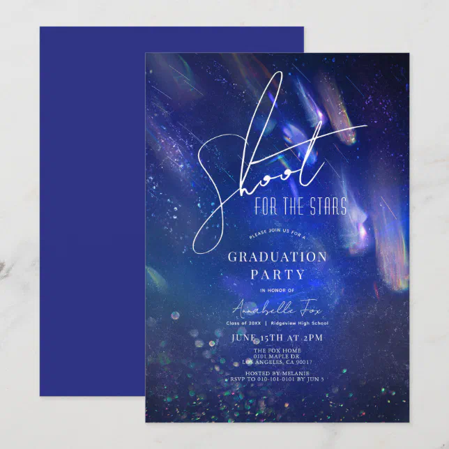 Shoot for the Stars Comet Stars Space Graduation Invitation | Zazzle