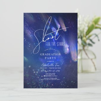 Shoot for the Stars Comet Stars Space Graduation Invitation | Zazzle