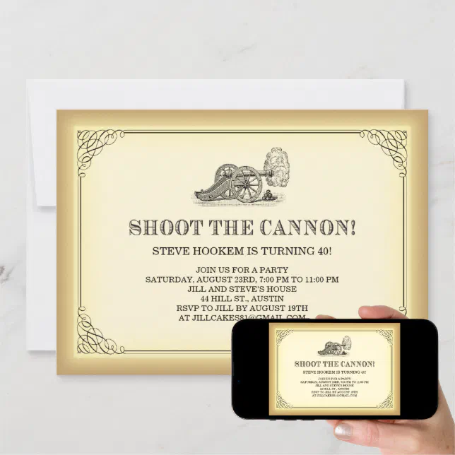 Shoot the Cannon Party Invitations | Zazzle