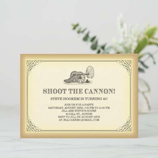 Shoot the Cannon Party Invitations | Zazzle