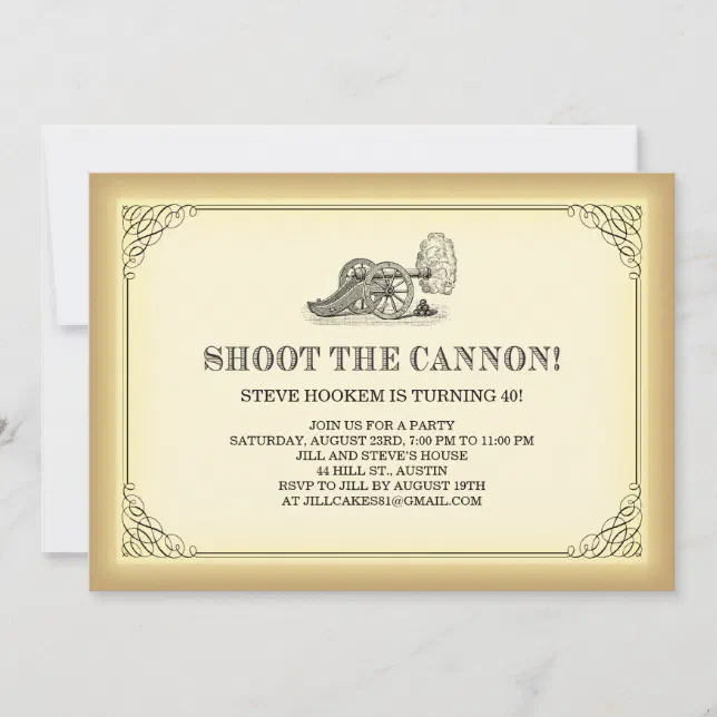 Shoot the Cannon Party Invitations | Zazzle