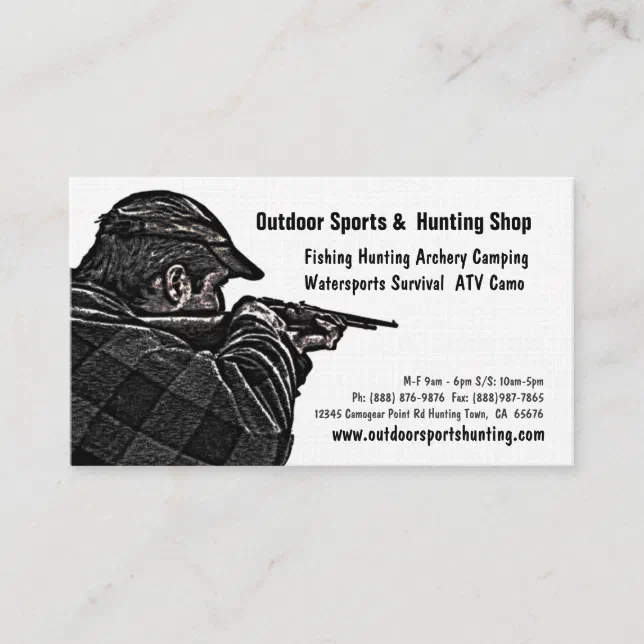 Shooting Sportsman Hunting Outdoor Supplies Shop Business Card | Zazzle