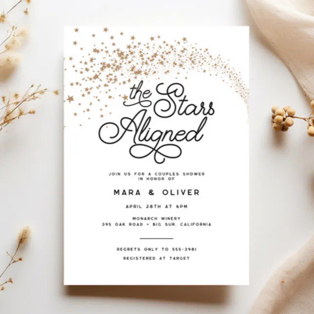 Shooting Stars Aligned Couples Bridal Shower Invitation | Zazzle
