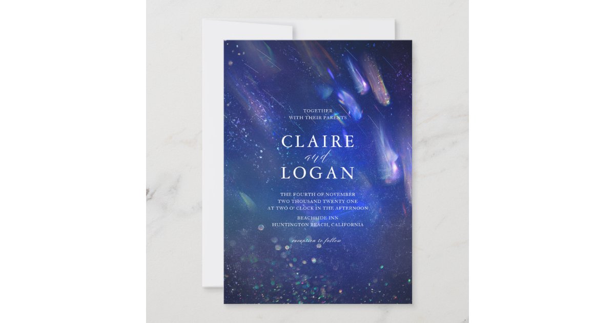 Shooting Stars Celestial Galaxy Wedding Invitation | Zazzle