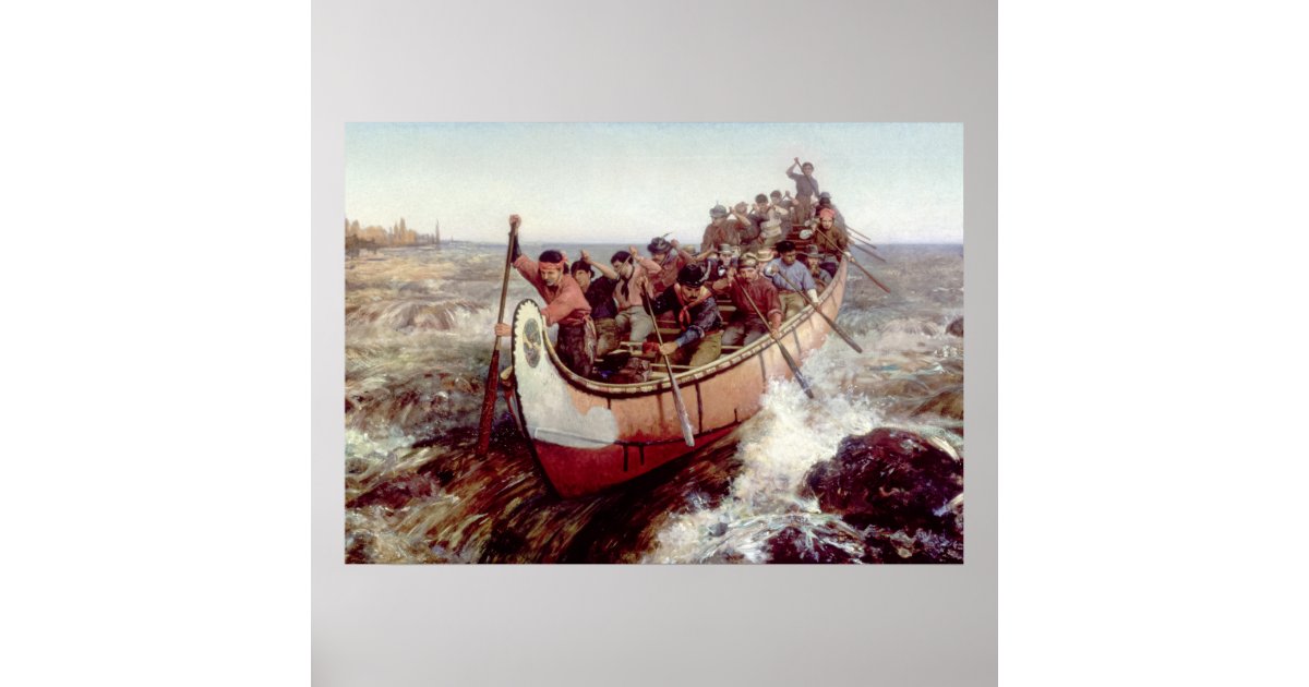 Shooting the Rapids, 1879 by Frances Anne Hopkins Poster | Zazzle