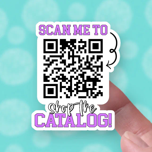 Shop The Catalog Purple QR Code Small Business Sticker | Zazzle