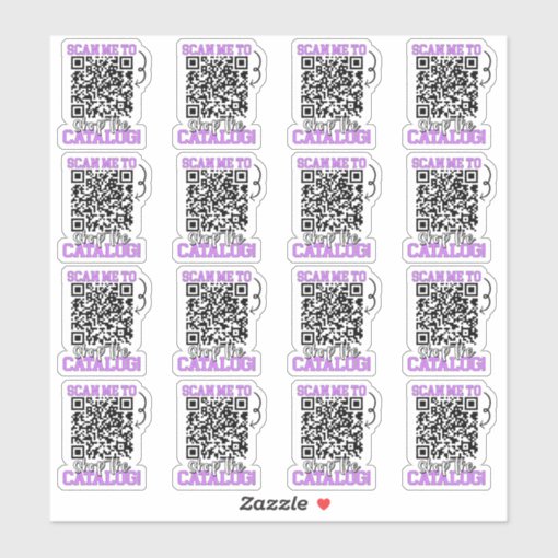 Shop The Catalog Purple QR Code Small Business Sticker | Zazzle