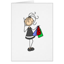 Shopping And Cellphone Stick Figure Card | Zazzle