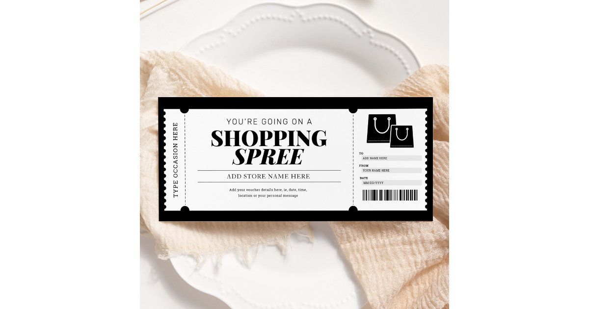 Shopping Day Spree Gift Certificate Voucher Card | Zazzle