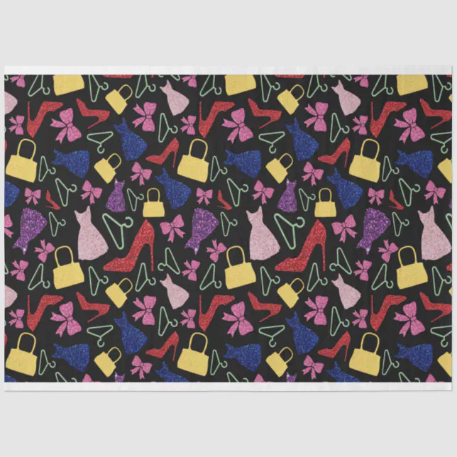 Shopping Fashion Accessories Pattern Tissue Paper | Zazzle