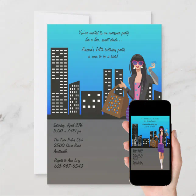 Shopping Girl Invitation | Zazzle