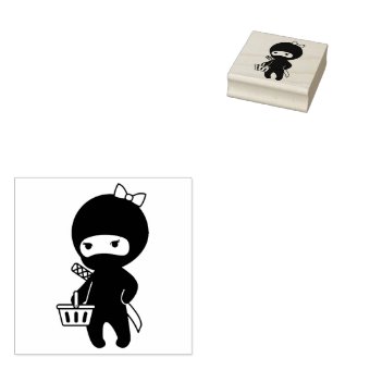 Shopping Ninja Girl Rubber Stamp | Zazzle