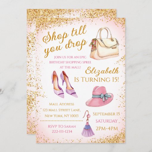 Shopping Spree Birthday Invitation | Zazzle