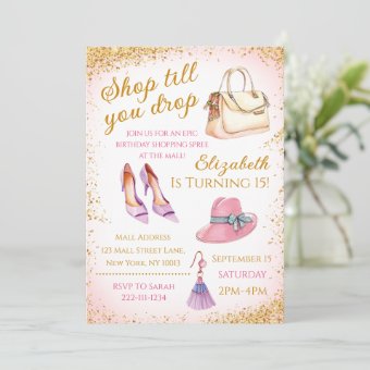 Shopping Spree Birthday Invitation | Zazzle