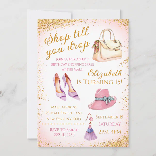 Shopping Spree Birthday Invitation | Zazzle