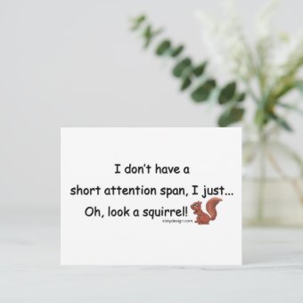 Short Attention Span Squirrel Postcard | Zazzle