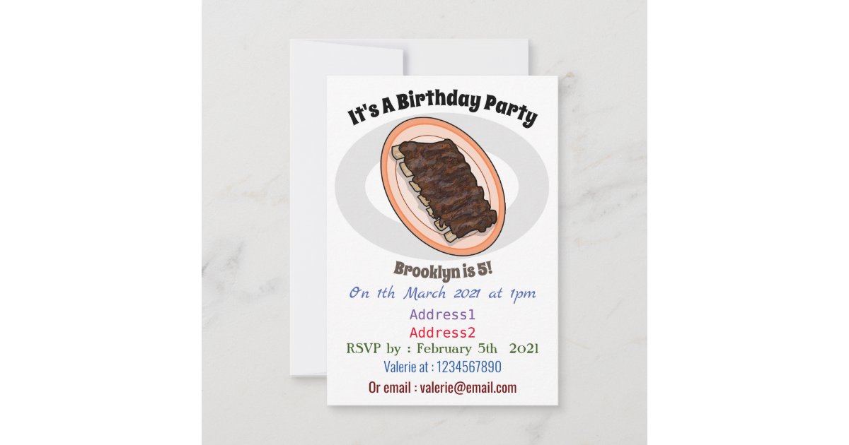 Short ribs cartoon illustration invitation | Zazzle