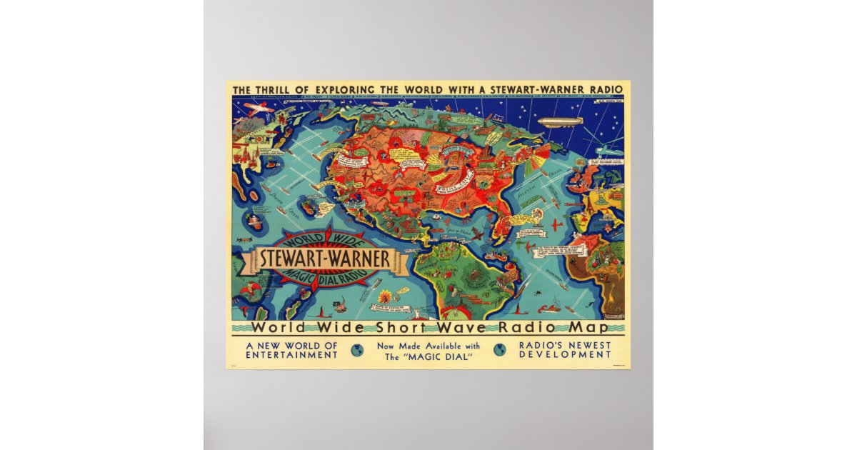 Short Wave Radio Map Poster | Zazzle