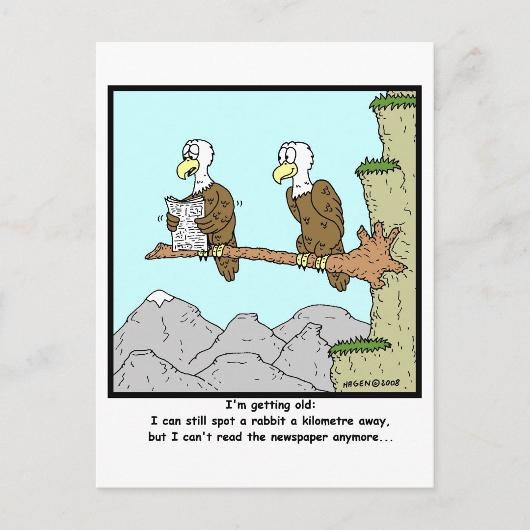 Shortsighted: Eagle Cartoon Postcard | Zazzle