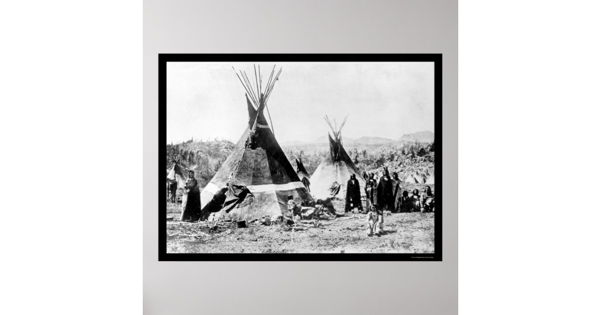 Shoshoni Indian and Skin Tipis 1884 Poster | Zazzle