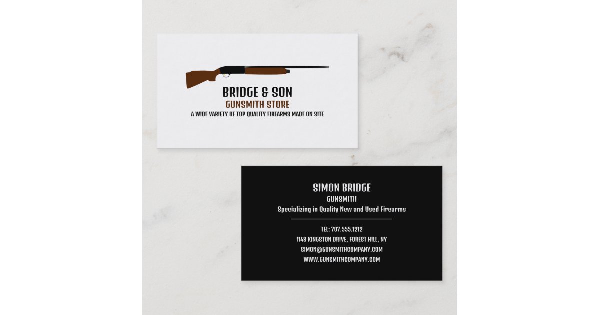Shotgun Design, Gunsmith, Gunstore Business Card | Zazzle