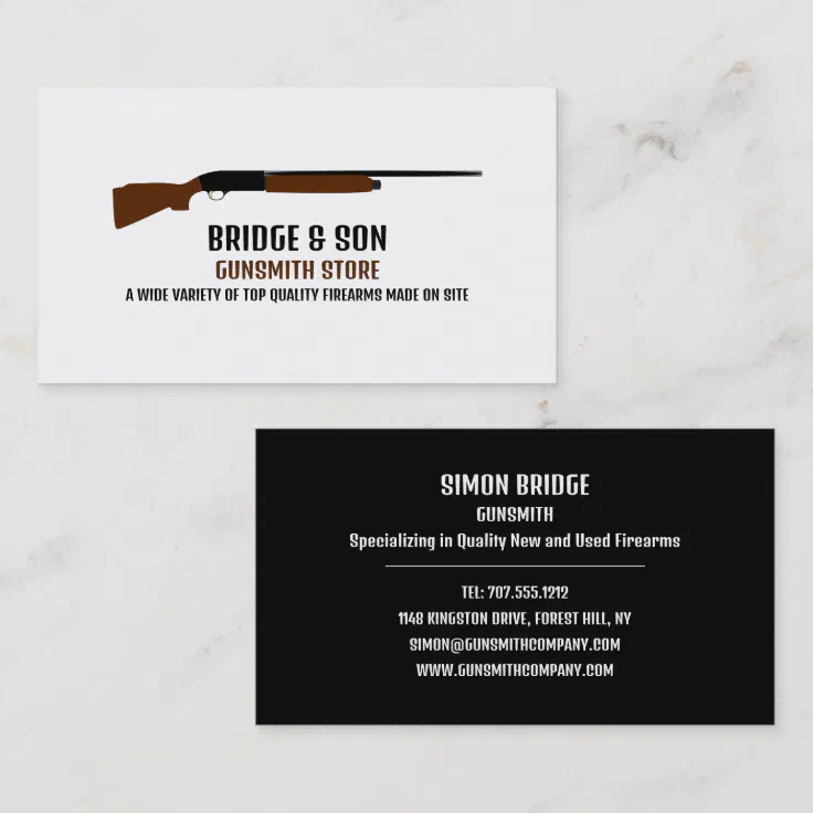 Shotgun Design, Gunsmith, Gunstore Business Card | Zazzle