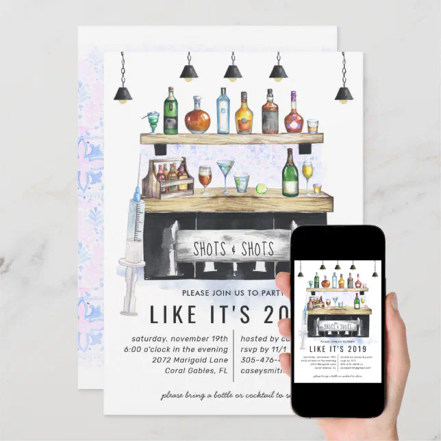 Shots & Shots | We've Been Vaccinated Party Invitation | Zazzle