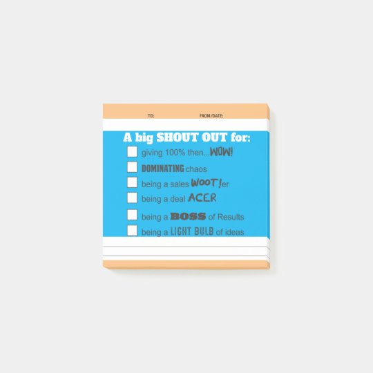 Shout out employee recognition post-it award post-it notes | Zazzle.com