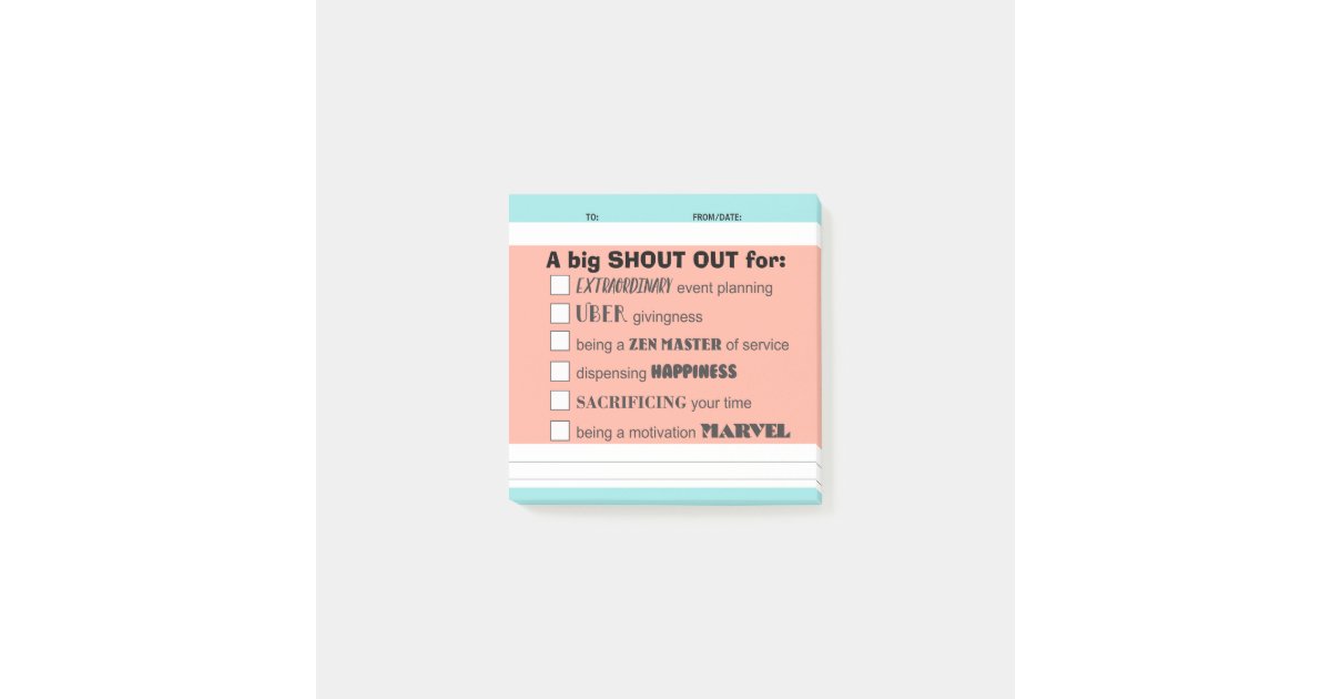 Shout out employee recognition post-it award post-it notes | Zazzle