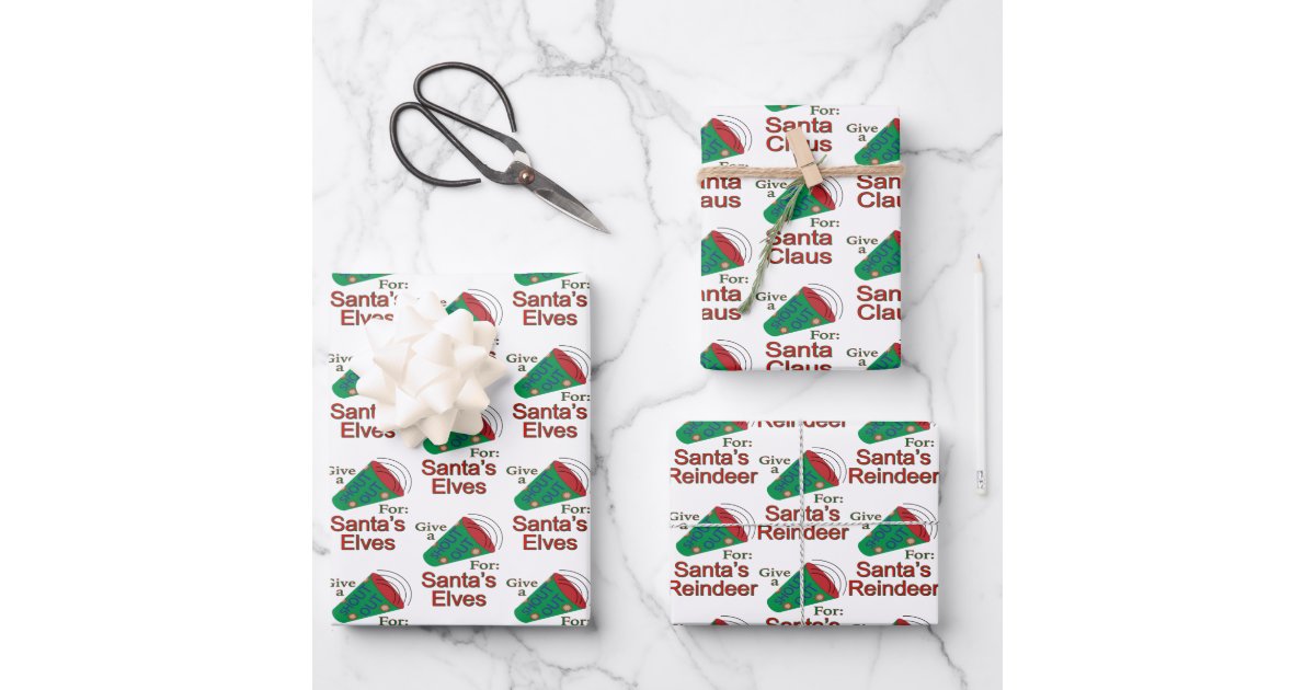Shout Out for Santa, Elves, & Reindeer Wrapping Paper Sheets | Zazzle