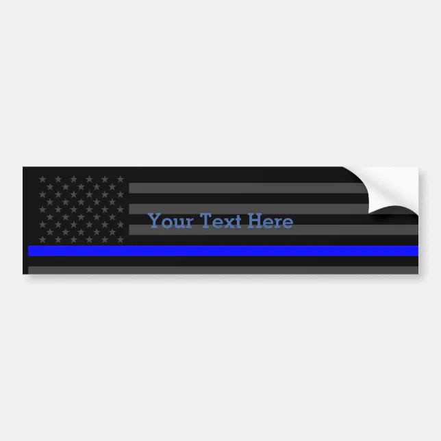 Show The Thin Blue Line Personalized Black US Flag Bumper Sticker | Zazzle