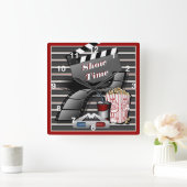 Show Time Movie Theater Square Wall Clock | Zazzle