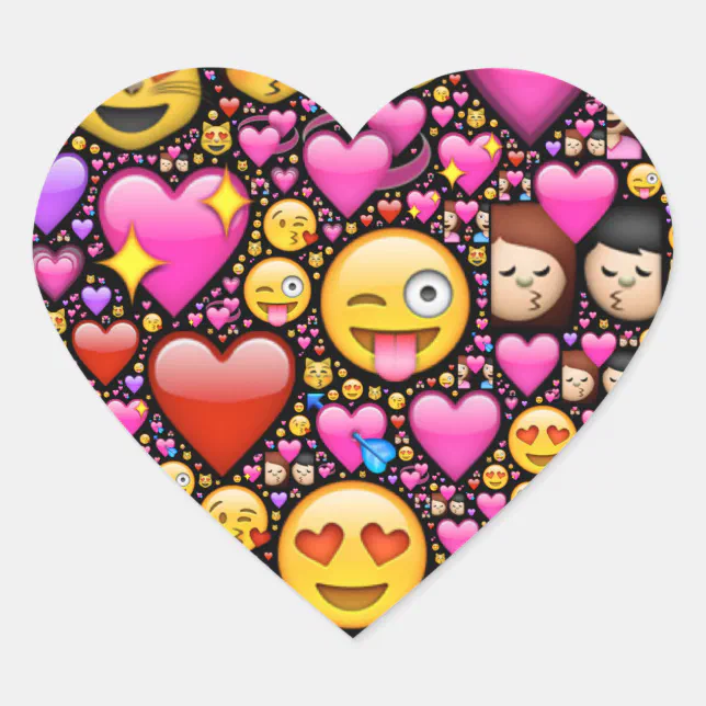 Show your love and affection through Emoji-art Heart Sticker | Zazzle