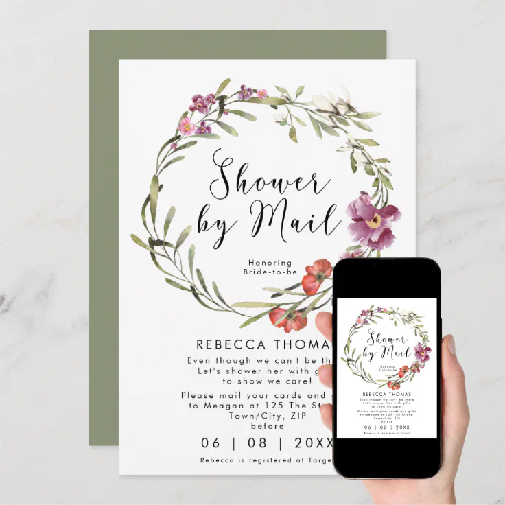 shower by mail floral virtual bridal shower invitation | Zazzle