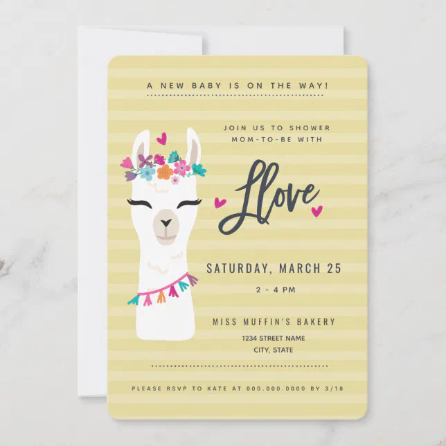 Showered in Llove // LLama baby shower Invitation | Zazzle