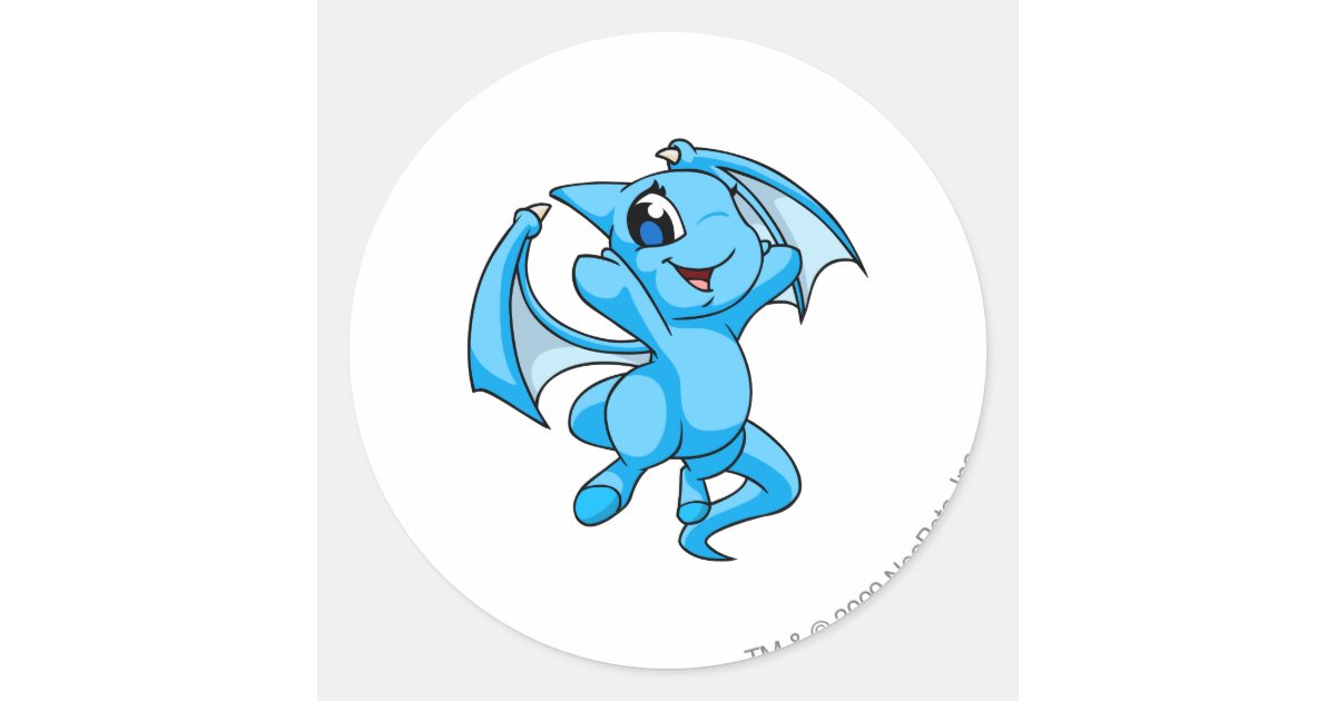 Shoyru Blue Classic Round Sticker | Zazzle