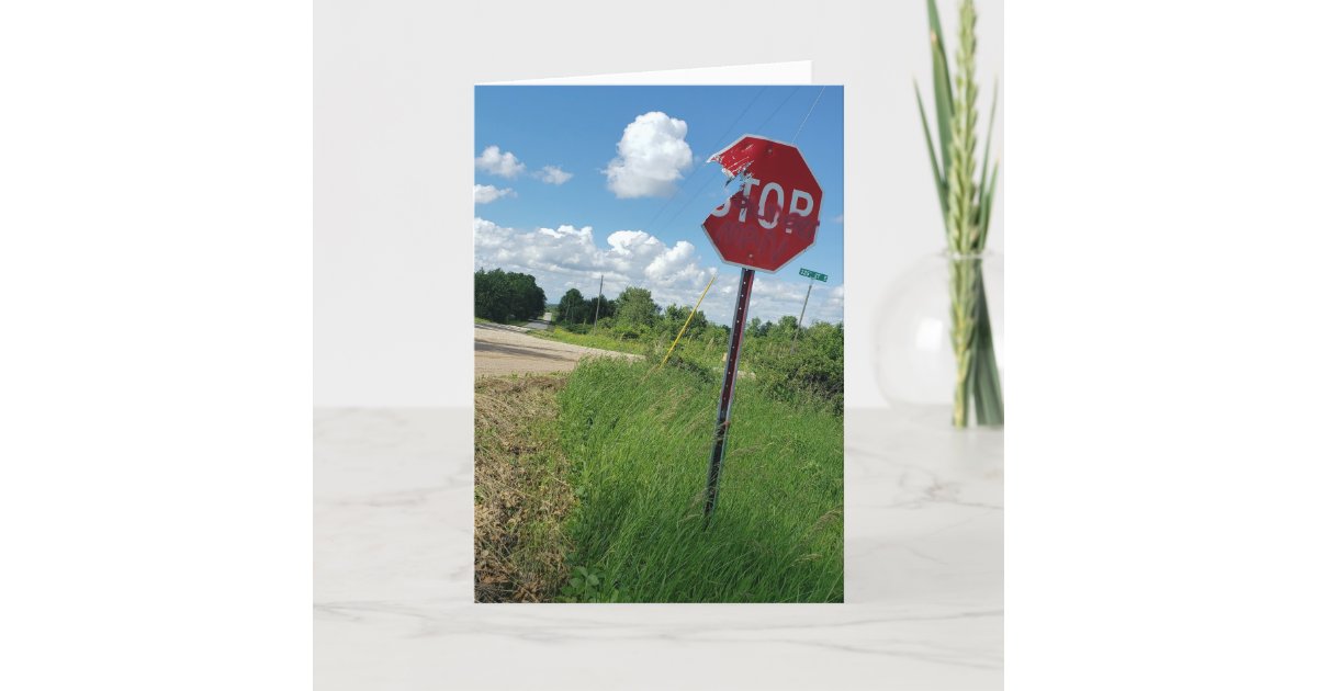 "Shredded Stop Sign" Get Well Card | Zazzle