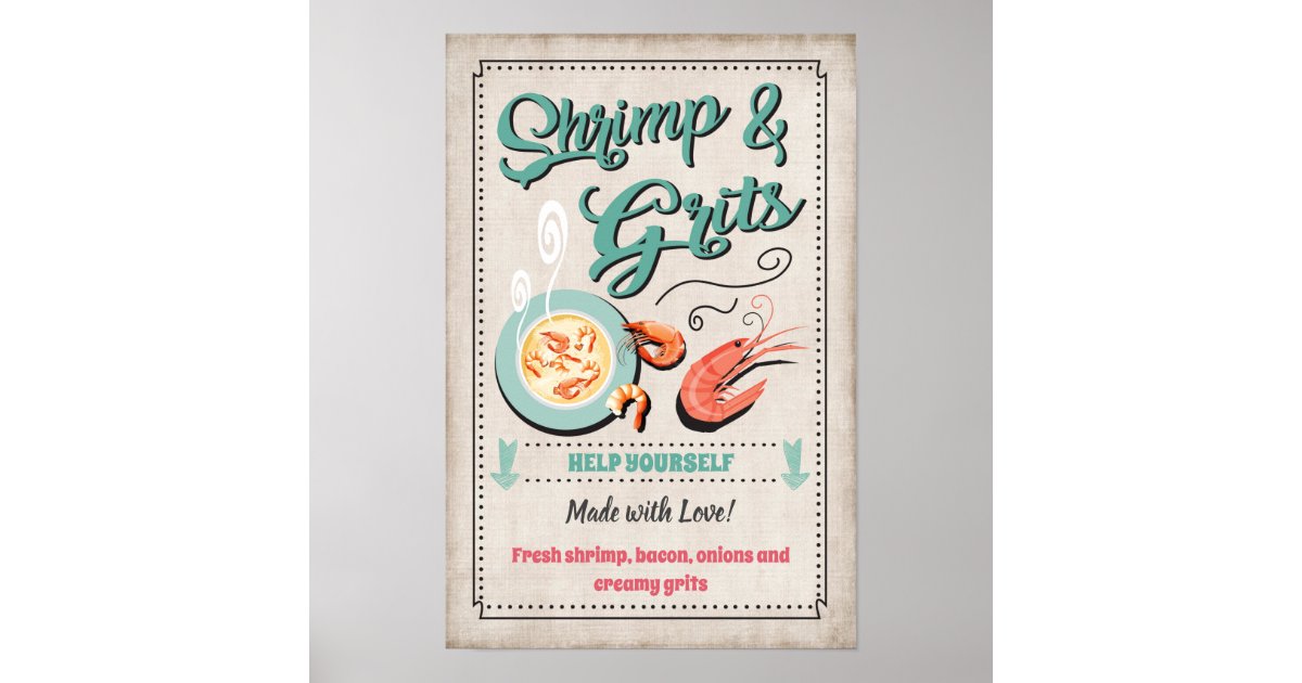 Shrimp and Grits Party Sign | Zazzle