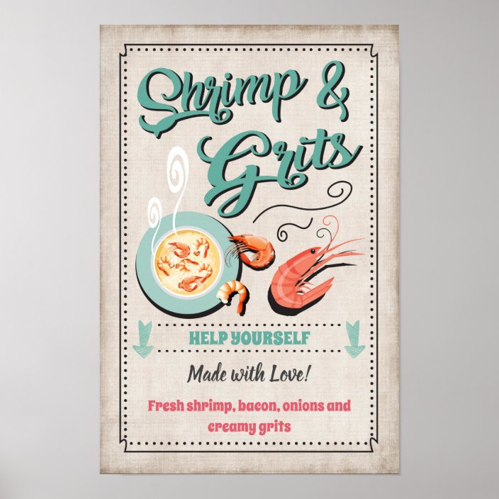 Shrimp and Grits Party Sign | Zazzle.com