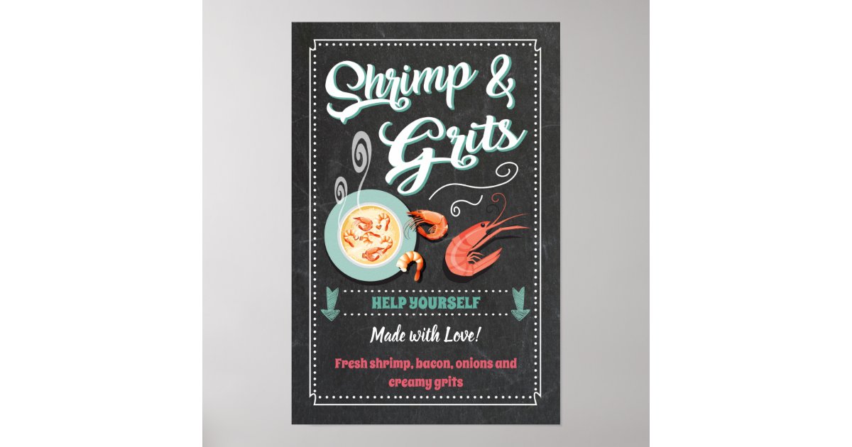 Shrimp and Grits Party Sign | Zazzle
