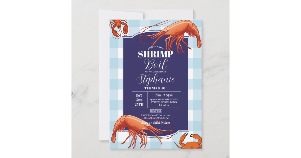 Shrimp Boil Birthday Party Seafood Crab Lobster Invitation | Zazzle