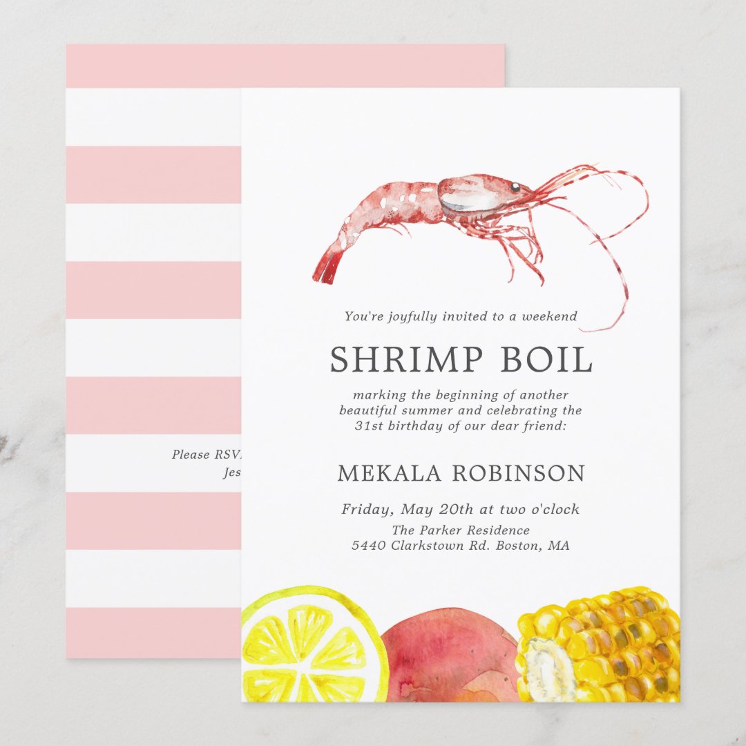 Shrimp Boil | Seafood Themed Birthday Party Invitation | Zazzle