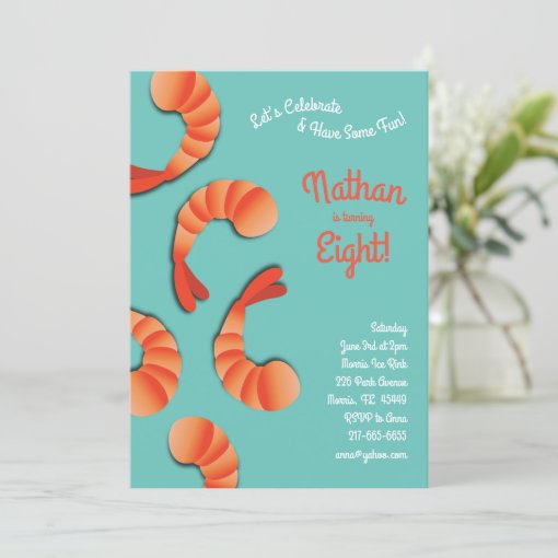 Shrimp Kids Birthday Party Invitation | Zazzle