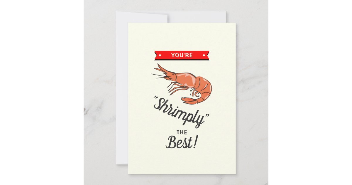"Shrimply The Best" Funny Whimsy Valentine's Day Holiday Card | Zazzle