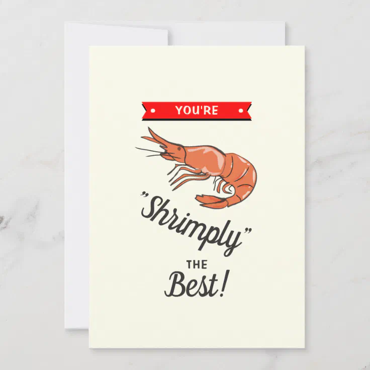 "Shrimply The Best" Funny Whimsy Valentine's Day Holiday Card | Zazzle