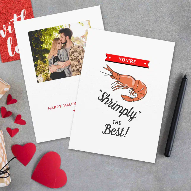 "Shrimply The Best" Funny Whimsy Valentine's Day Holiday Card | Zazzle