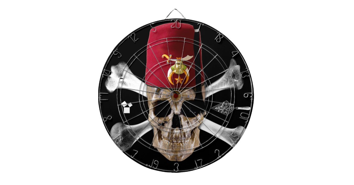 Shriner Masonic Skull and Bones with Fez Dart Board | Zazzle